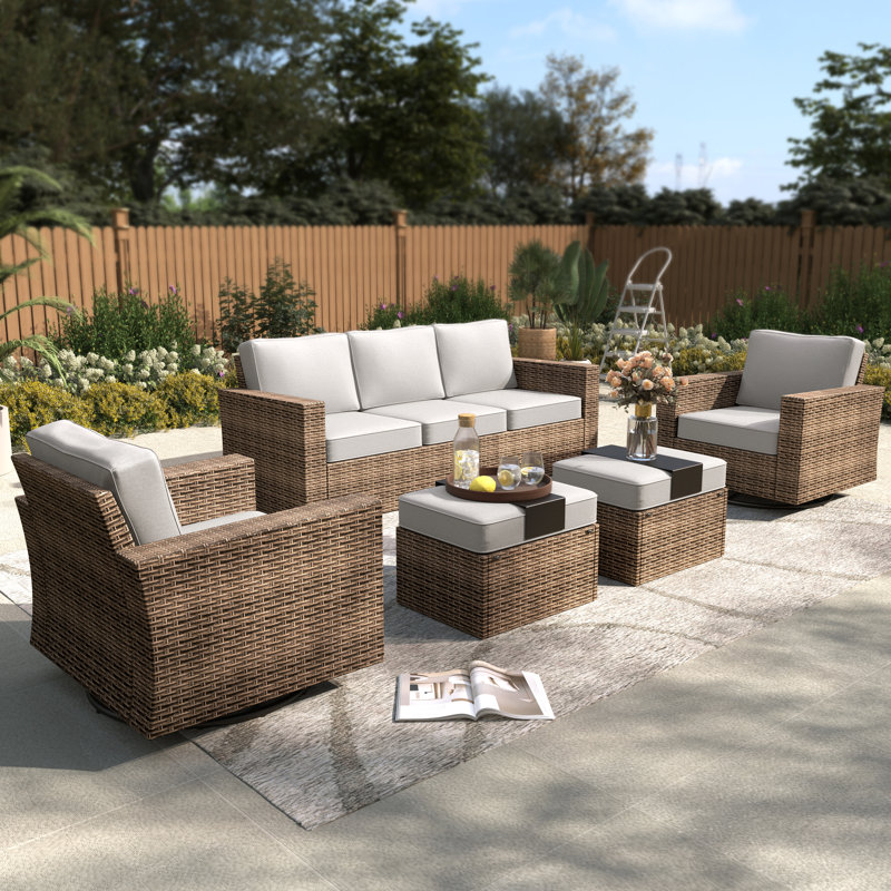 Alphamarts 7- Person Outdoor Wicker Patio Conversation Furniture Set& Reviews - Wayfair Canada